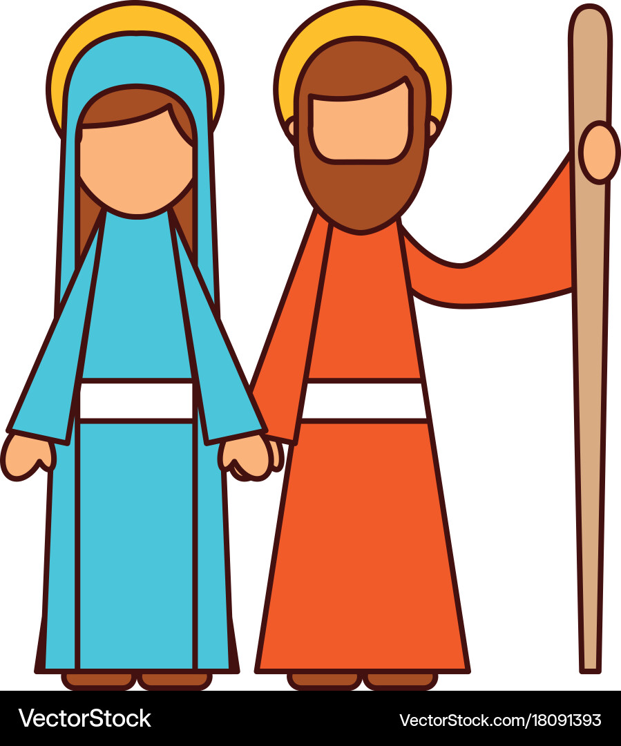 Nativity the virgin mary and joseph blessed Vector Image
