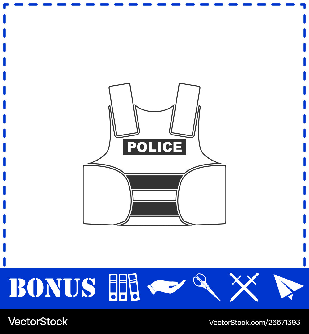 Police flak jacket or bulletproof vest icon flat Vector Image