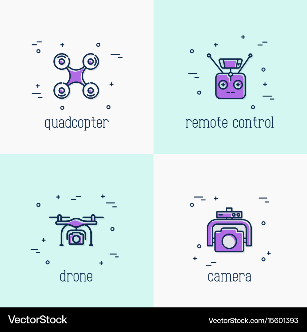 Quadcopter flying drone remote control Royalty Free Vector