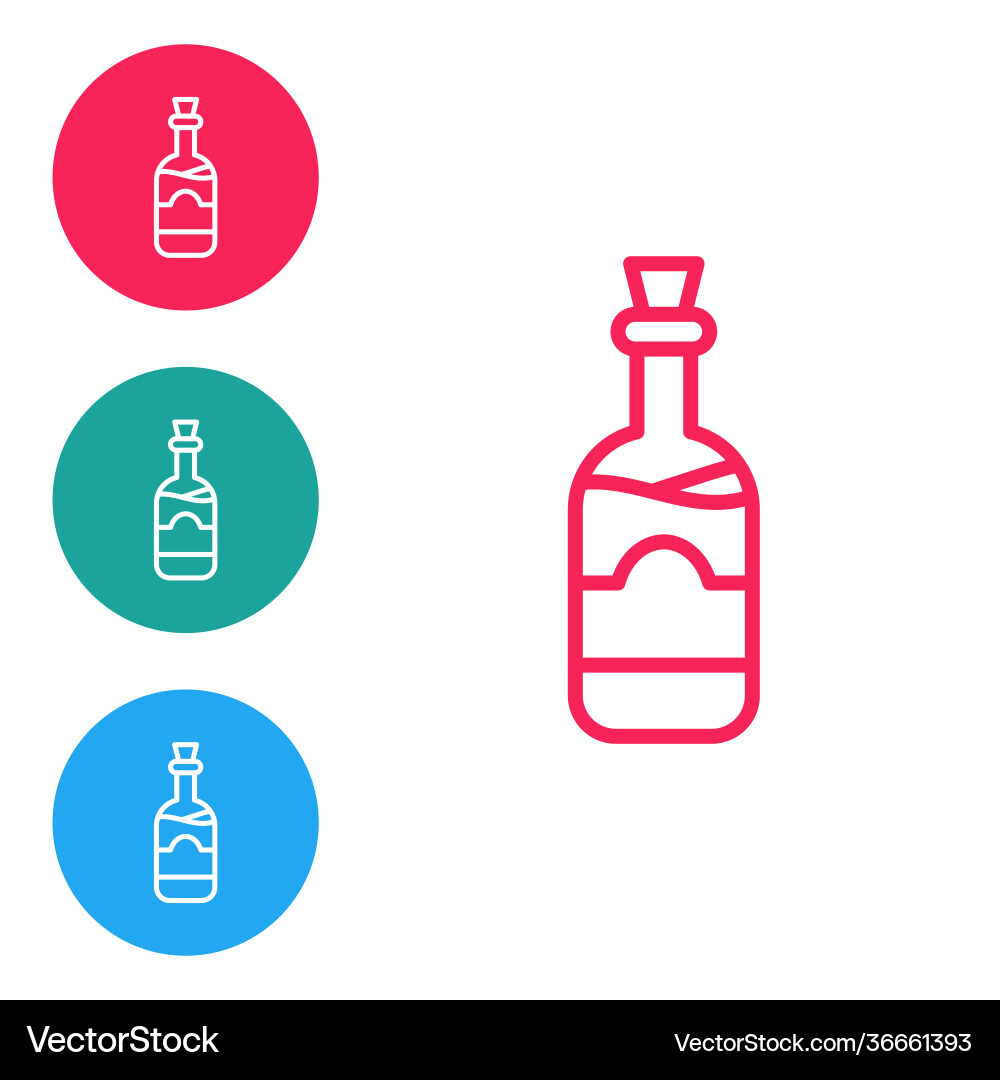Red line bottles wine icon isolated on white Vector Image