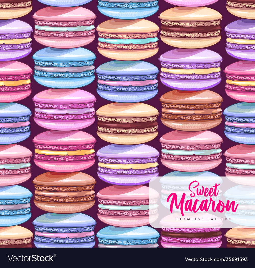 Seamless pattern with colorful sweet macarons Vector Image