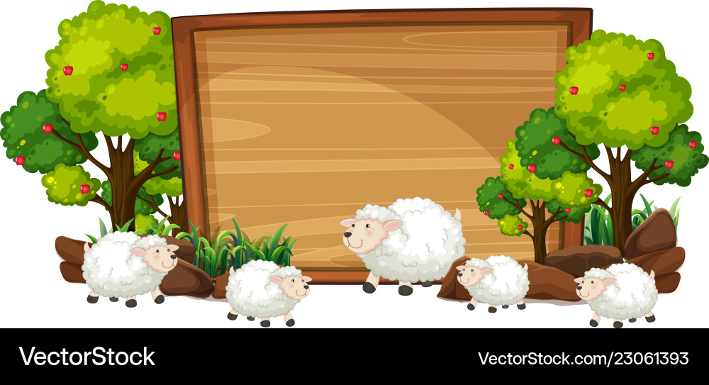 Sheep on wooden banner Royalty Free Vector Image