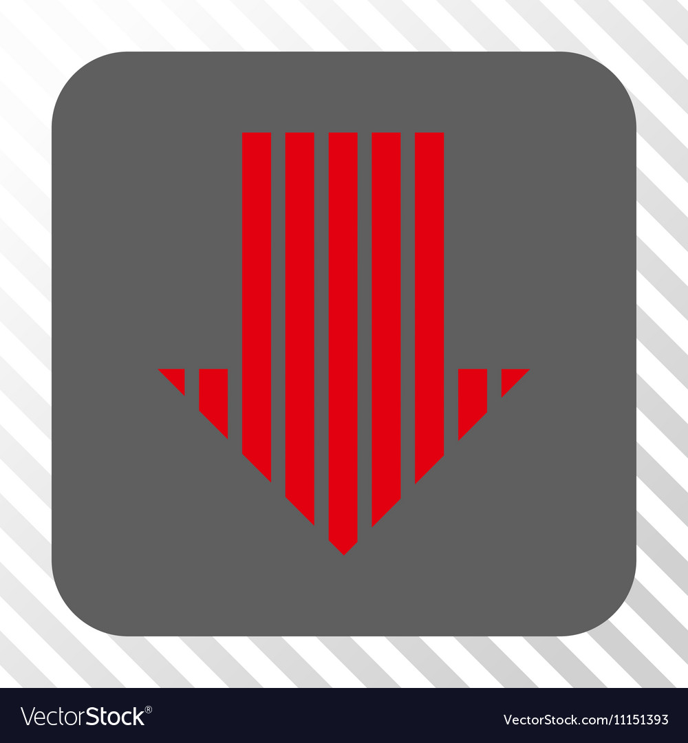 Stripe arrow down rounded square button Royalty Free Vector