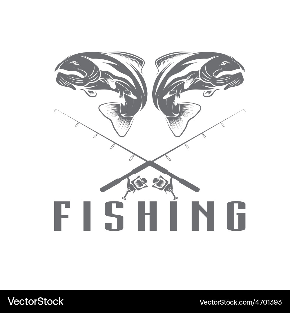 Vintage fishing design template Royalty Free Vector Image