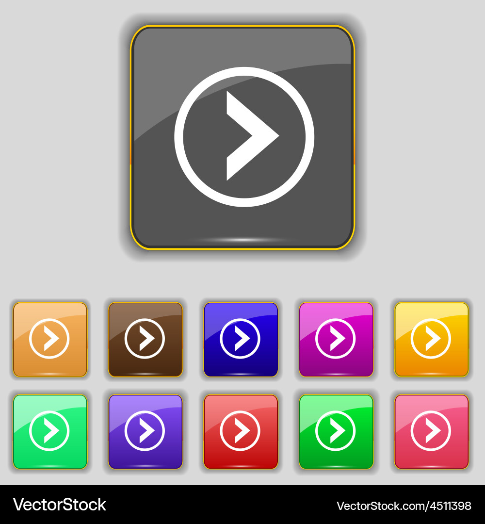 Arrow right next icon sign set with eleven colored