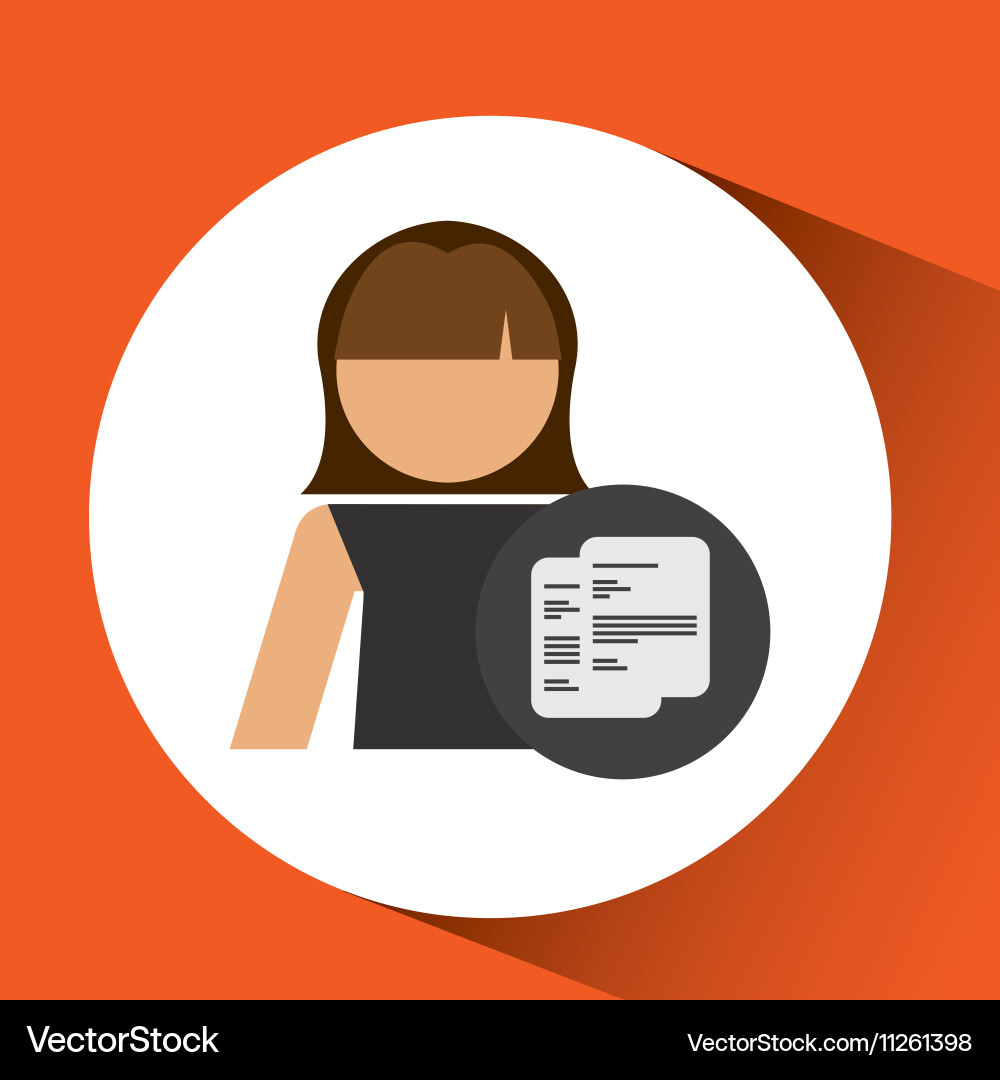 Character woman with paper document file icon Vector Image