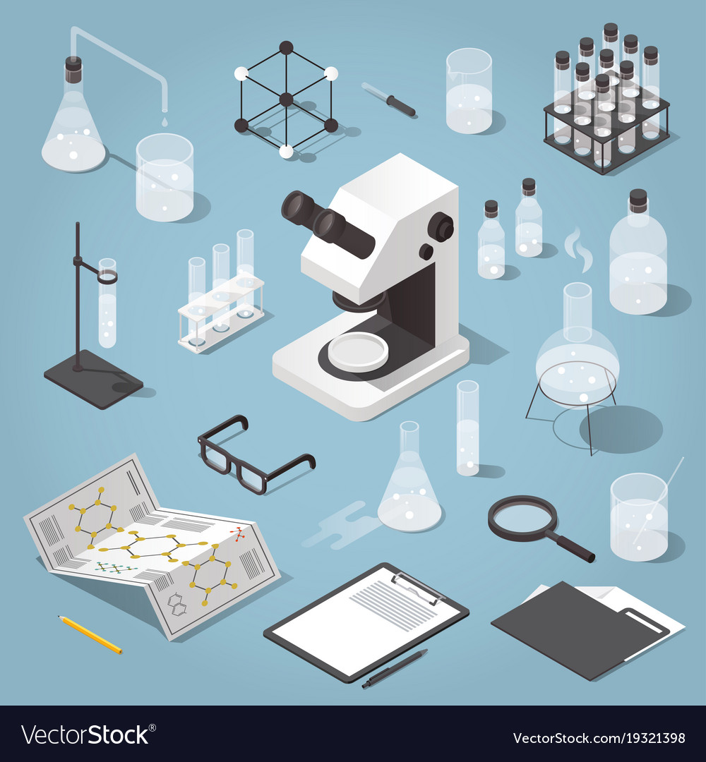 Chemistry laboratory objects set Royalty Free Vector Image