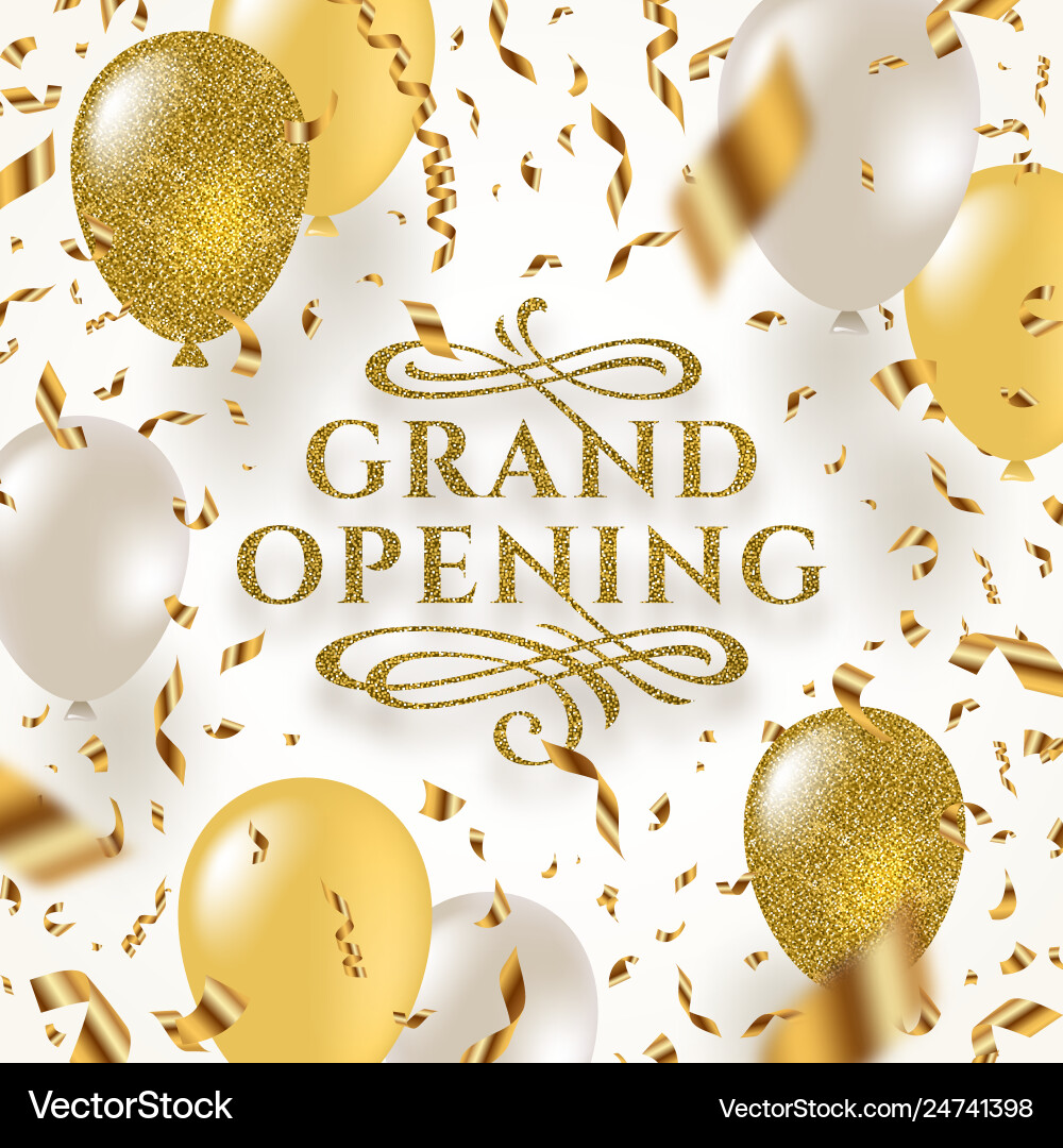 Grand opening glitter gold logo Royalty Free Vector Image