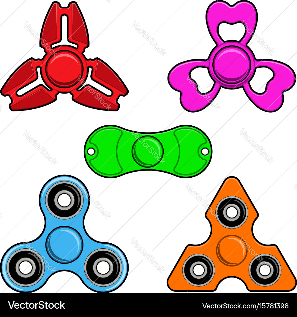 Hand spinner toys flat icons Royalty Free Vector Image