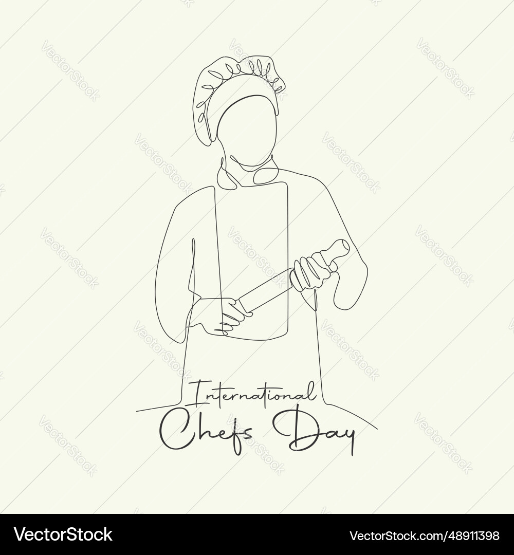 One line drawing international chefs day Vector Image