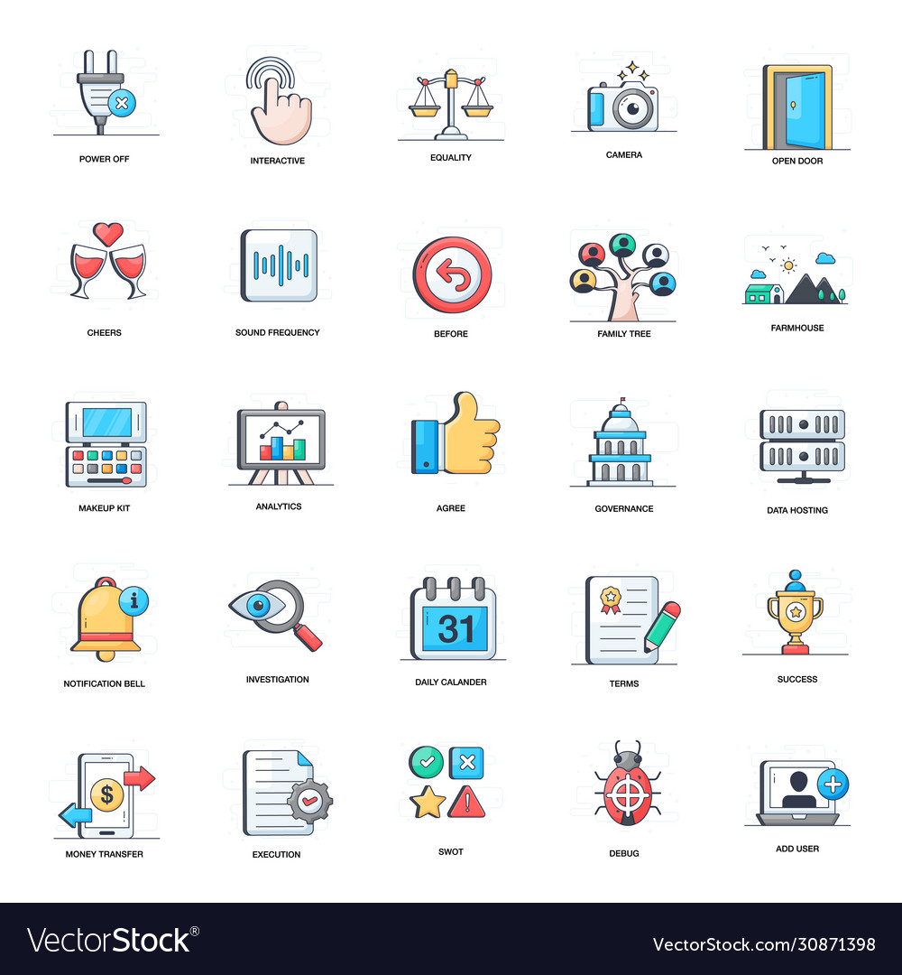 Pack flat design icons Royalty Free Vector Image