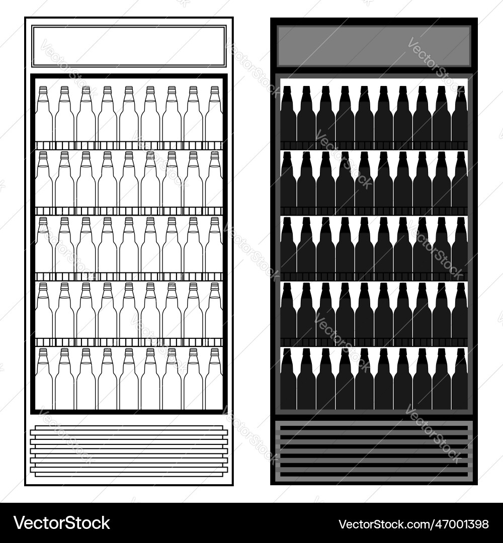 Refrigerator with bottles of beer Royalty Free Vector Image