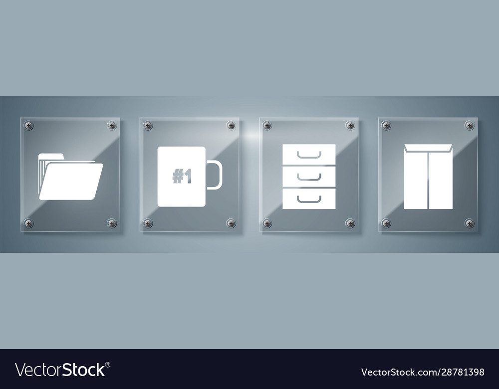 Set envelope drawer with documents coffee cup Vector Image Set envelope drawer with documents coffee cup Vector Image