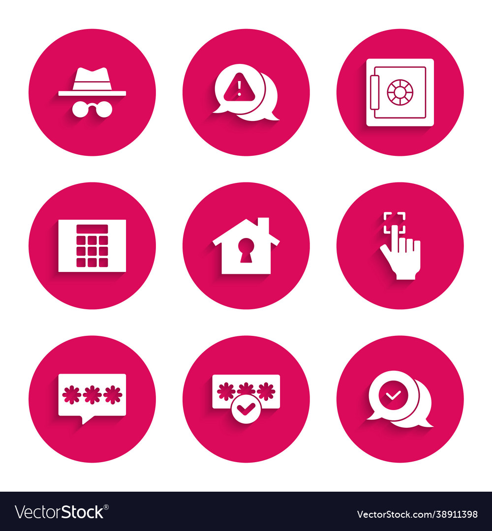 Set House Under Protection Password Check Mark Vector Image