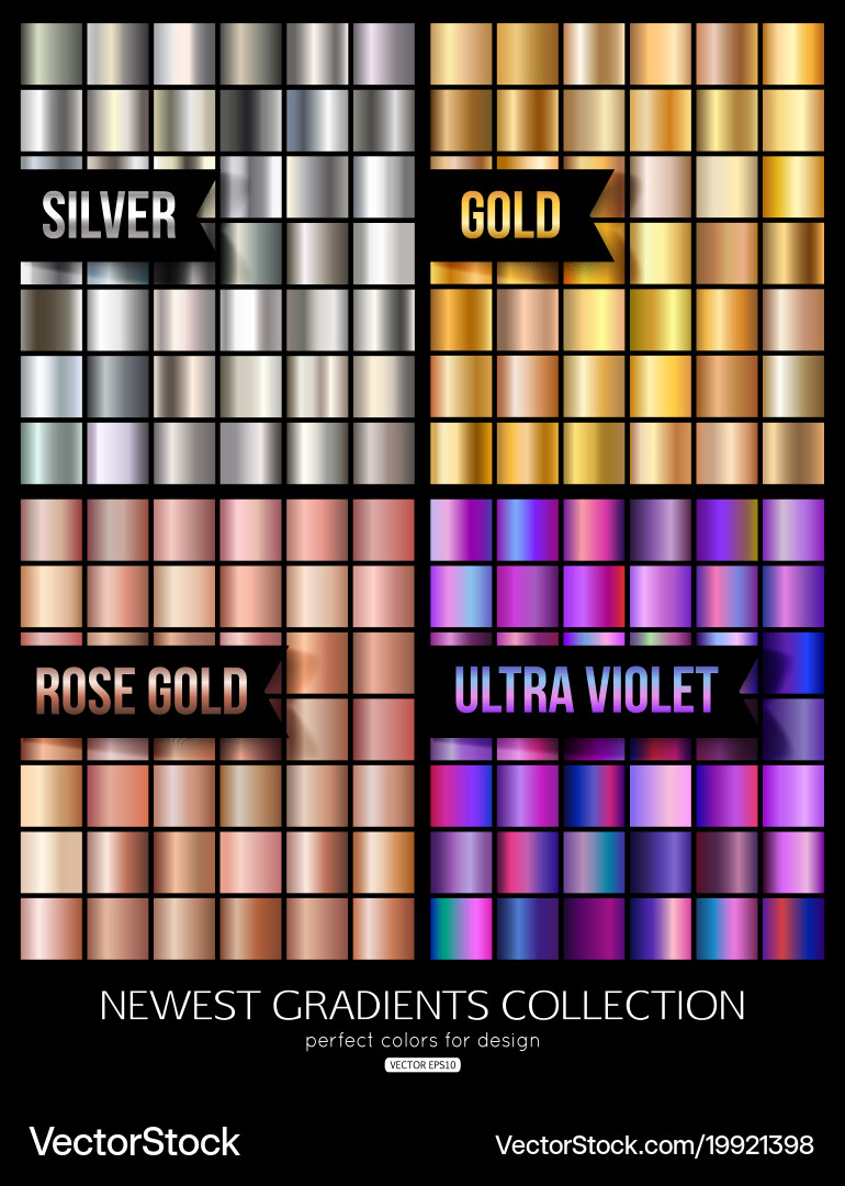 Set of ultra violet gold and silver gradient Vector Image