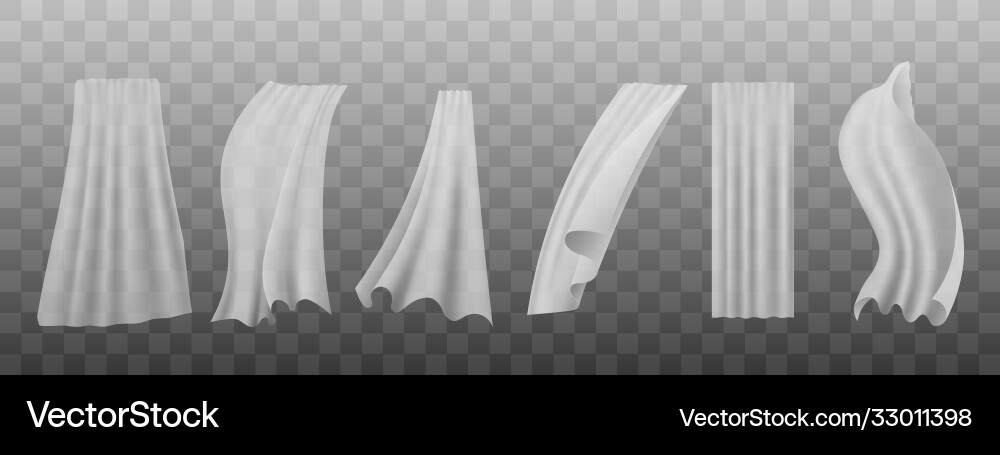 White silk curtain set hanging and flowing Vector Image