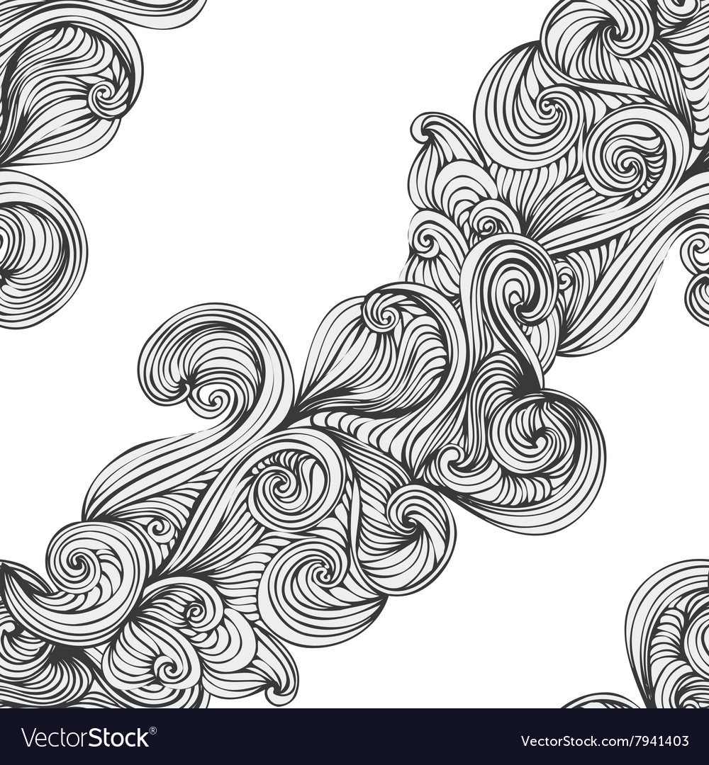 Abstract wave hand-drawn pattern seamless texture Vector Image