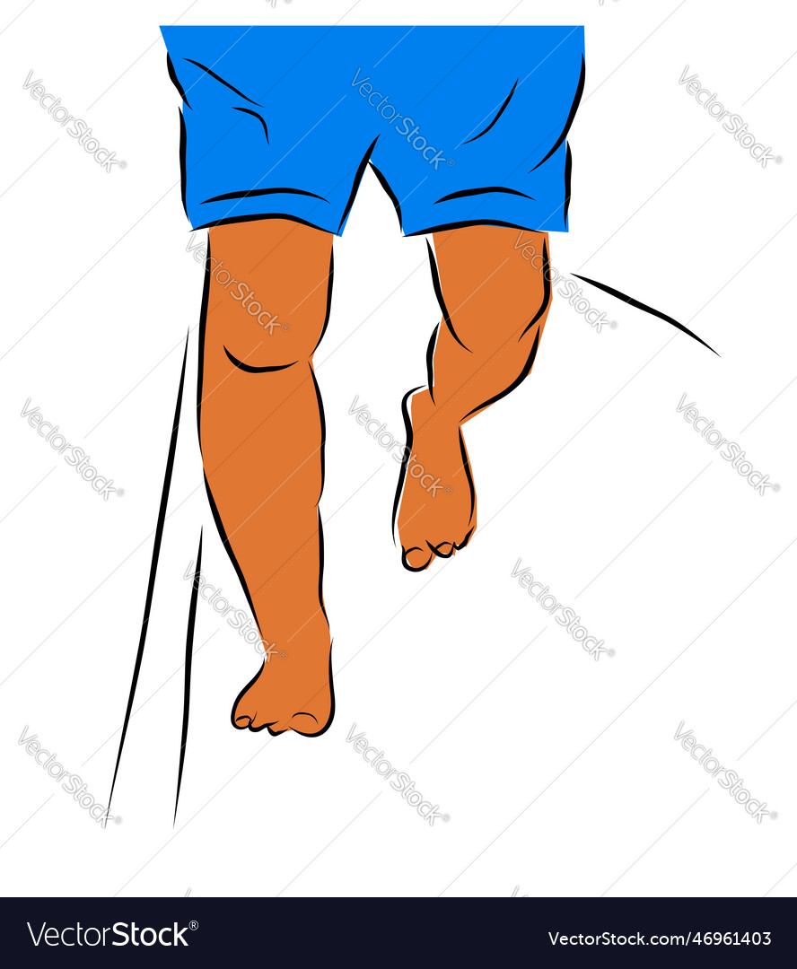 Barefoot man runner simple colorful hand draw Vector Image Barefoot man runner simple colorful hand draw Vector Image