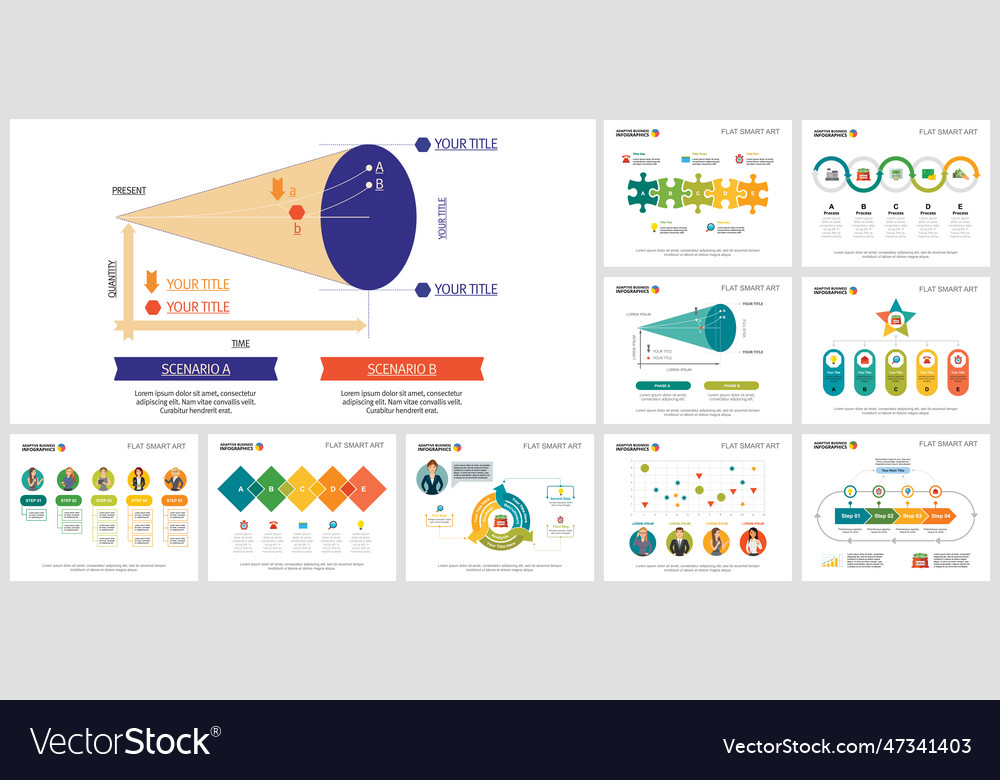 Bright analytic charts template set Royalty Free Vector