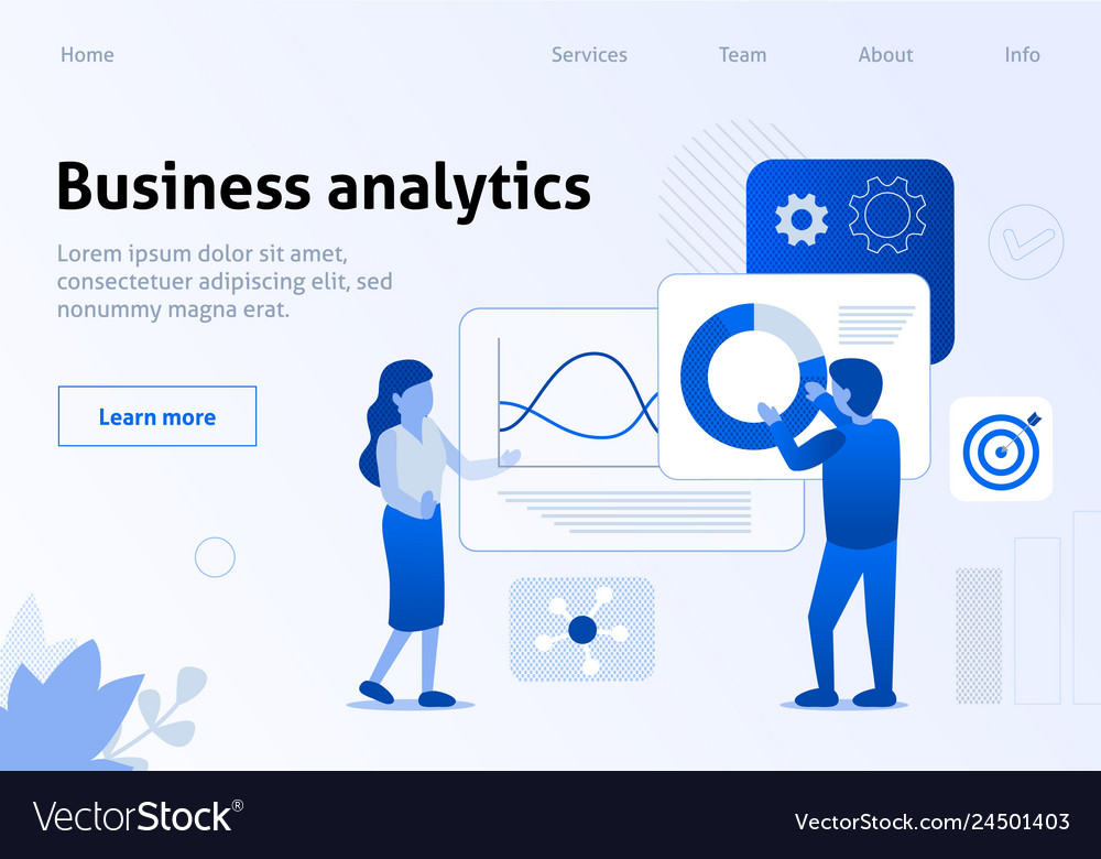 Business analytics work optimization flat banner Vector Image