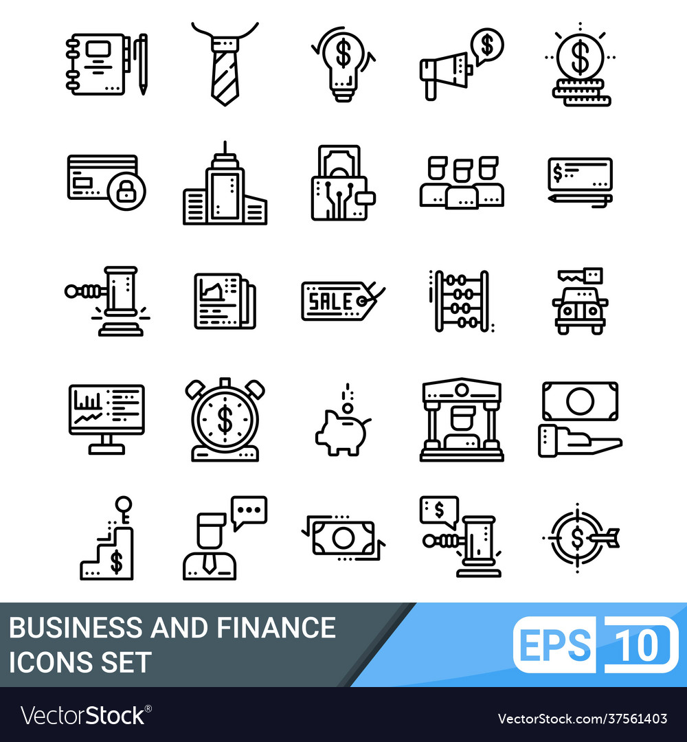 Business and finance icons set Royalty Free Vector Image