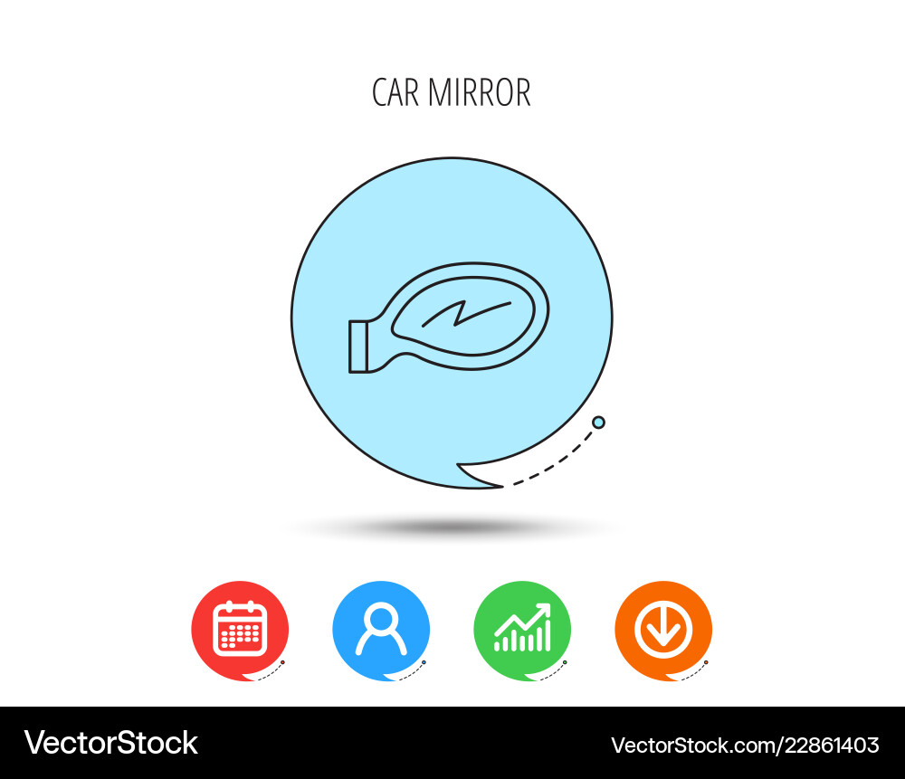 Car mirror icon driveway side view sign Royalty Free Vector