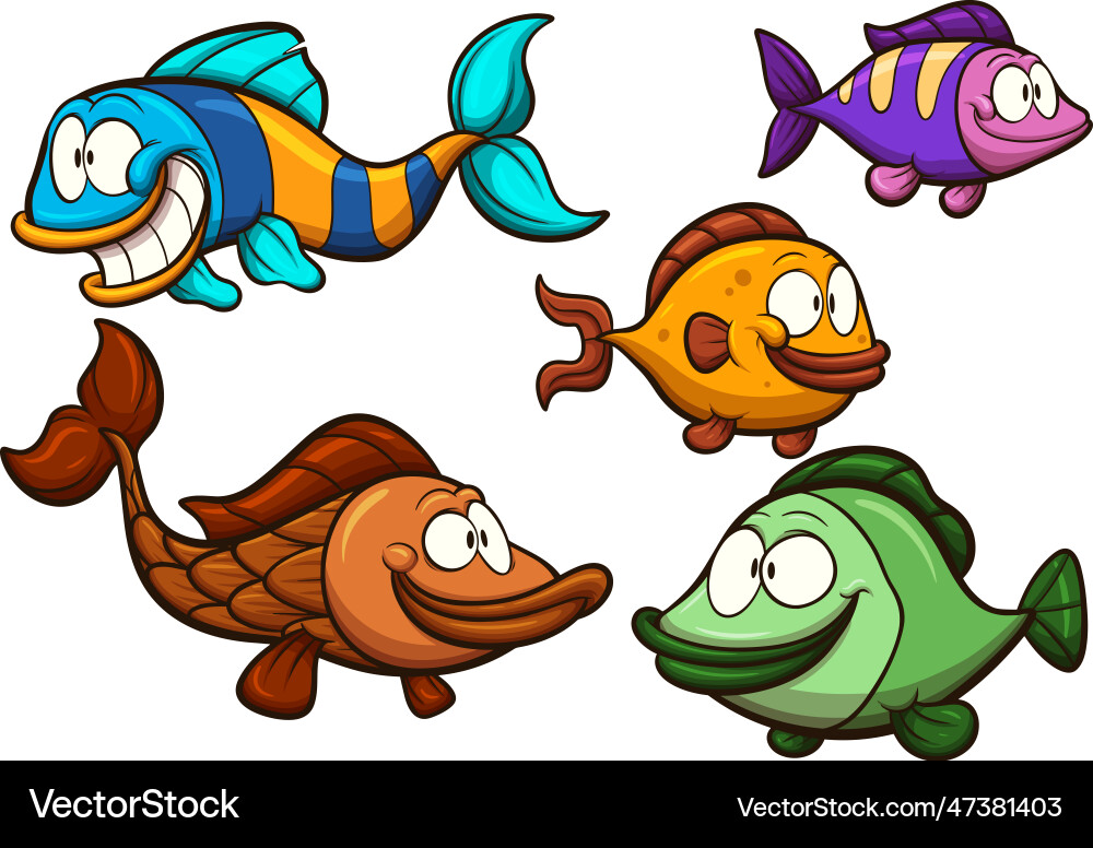 Cartoon fishes Royalty Free Vector Image - VectorStock