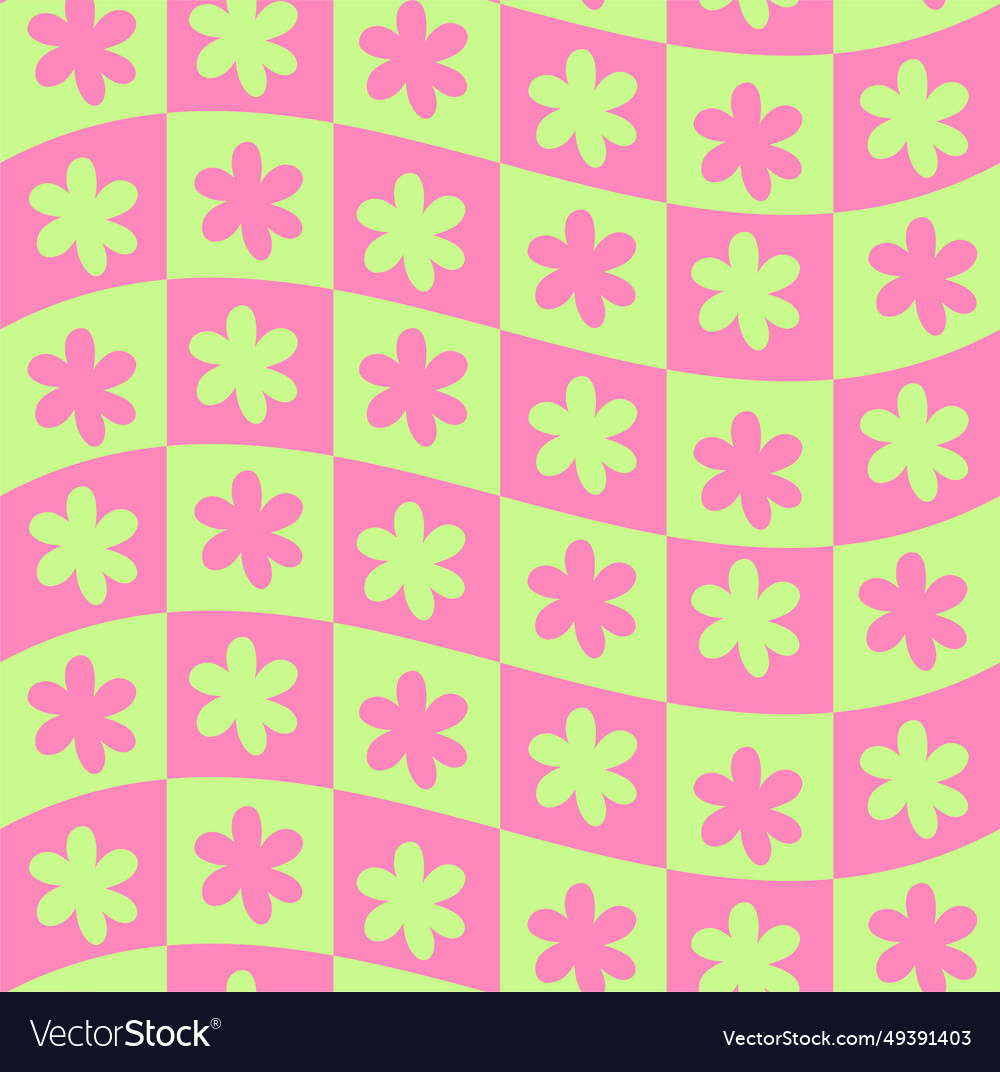 Groovy wavy melted psychedelic checkerboard y2k Vector Image
