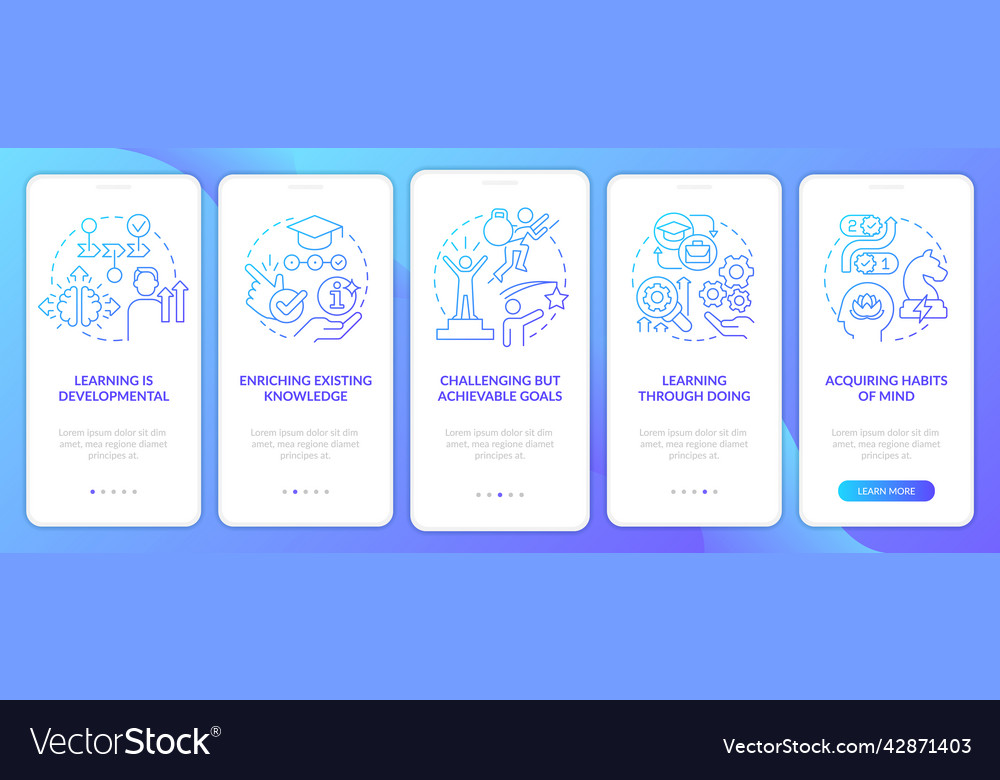 Learning basic concepts blue gradient onboarding Vector Image