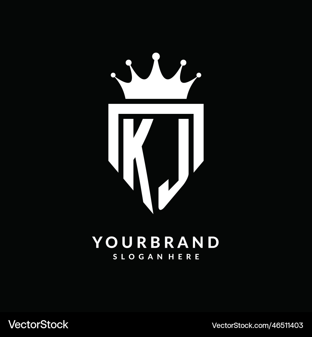 Letter kj logo monogram emblem style with crown Vector Image