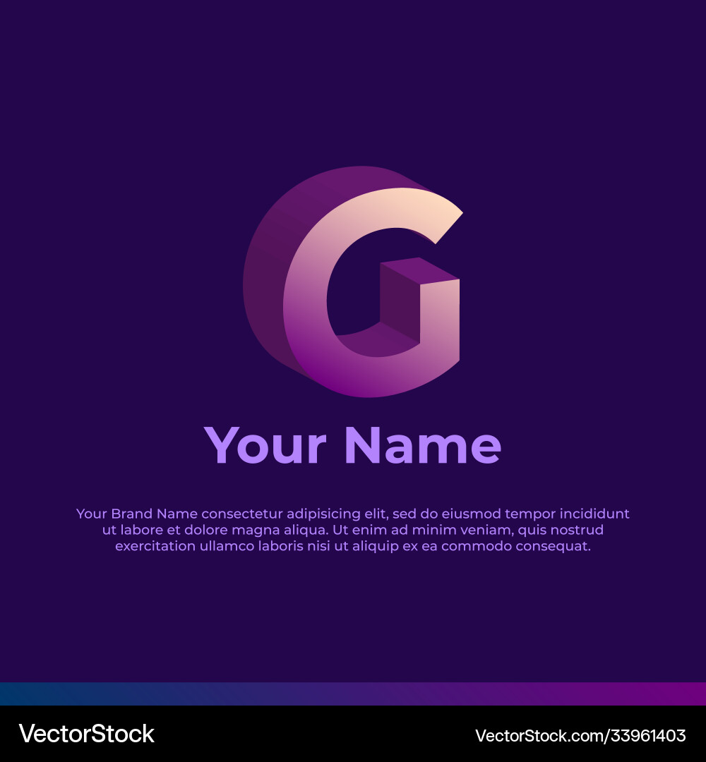 Logotype alphabet 3d logo letter g monogram logo Vector Image