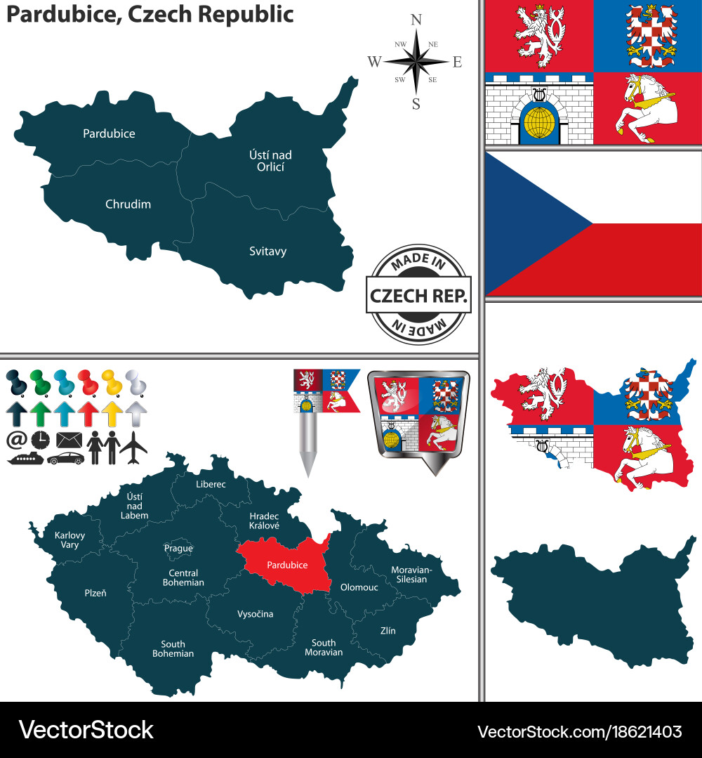 Map of pardubice czech republic Royalty Free Vector Image