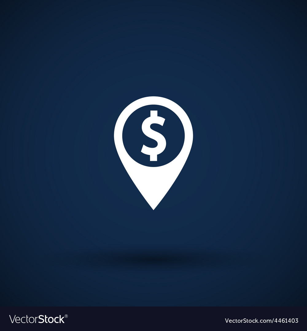 Map pointer with dollar sign icon Royalty Free Vector Image
