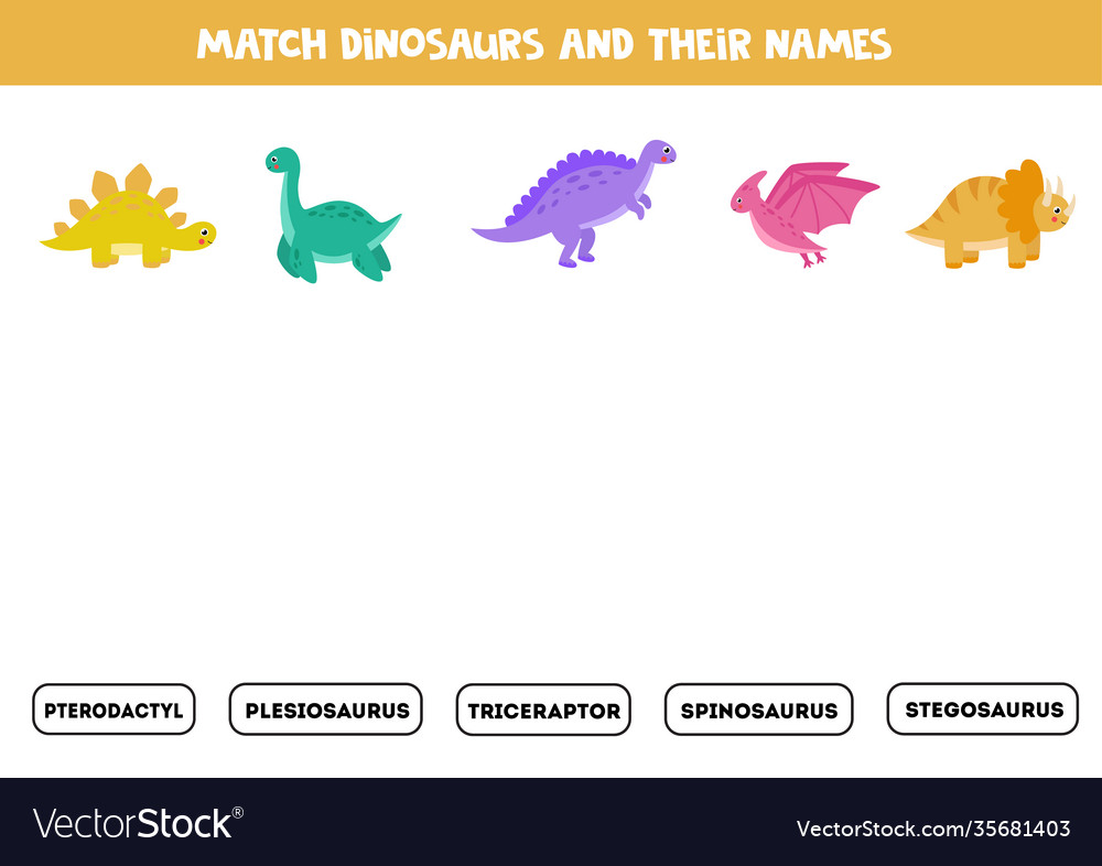 Matching dinosaurs and words educational game Vector Image