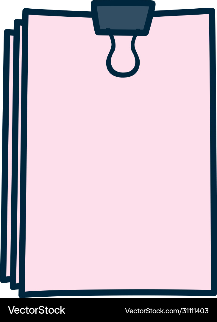 Pages with binder clip icon line and fill style Vector Image