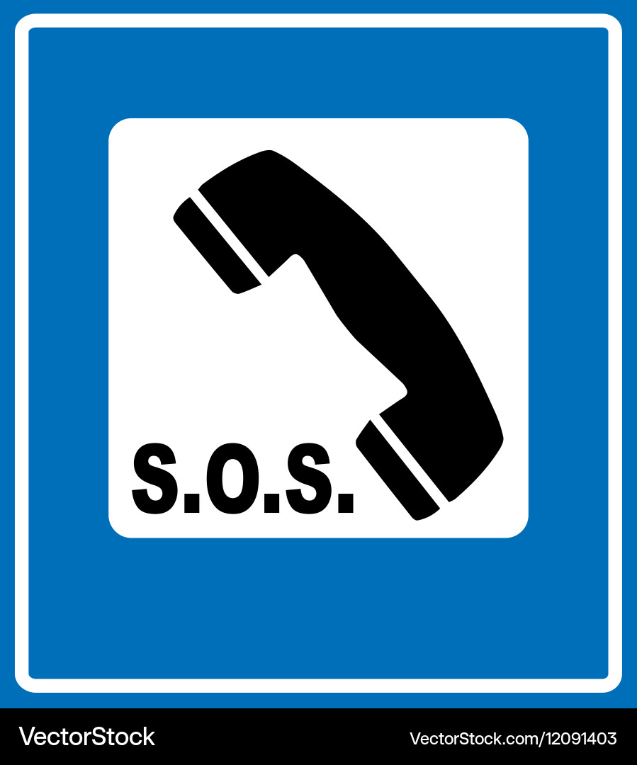 Phone sign on blue traffic sign Royalty Free Vector Image