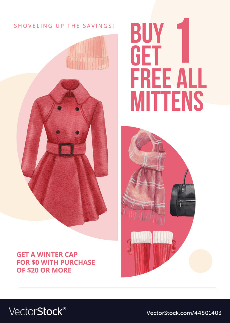 Poster template with winter clothing essential Vector Image