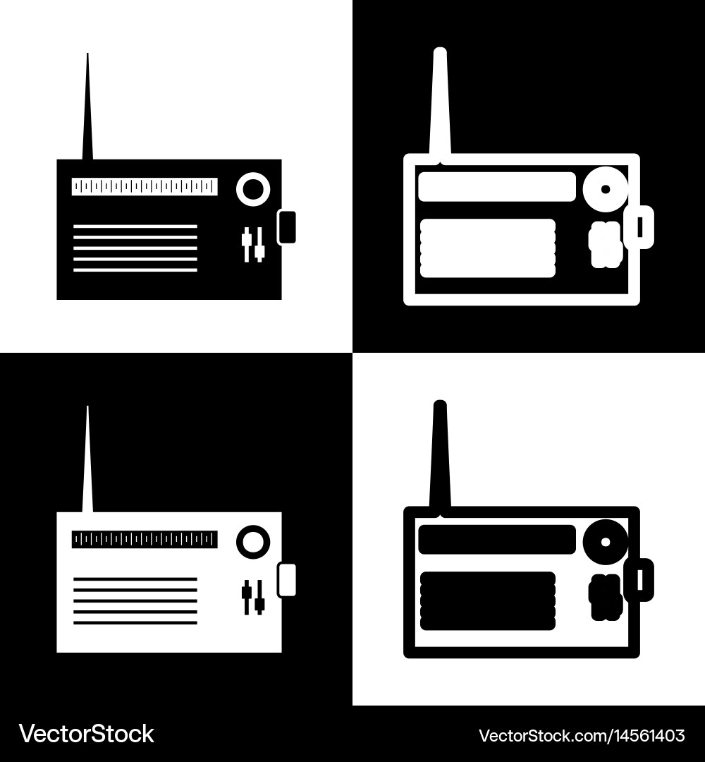 Radio sign black and white Royalty Free Vector Image