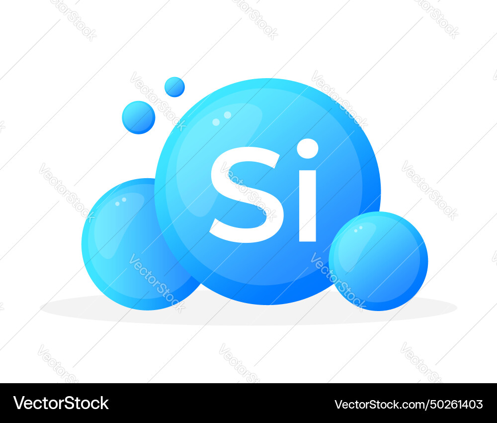 Silicon si element showcased with aquatic blue Vector Image