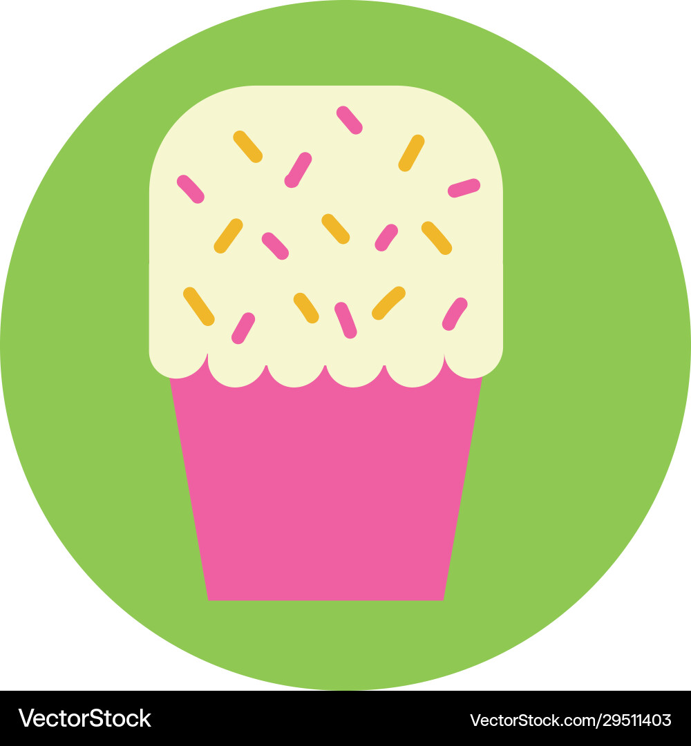 Sweet cupcake pastry block and flat style Vector Image