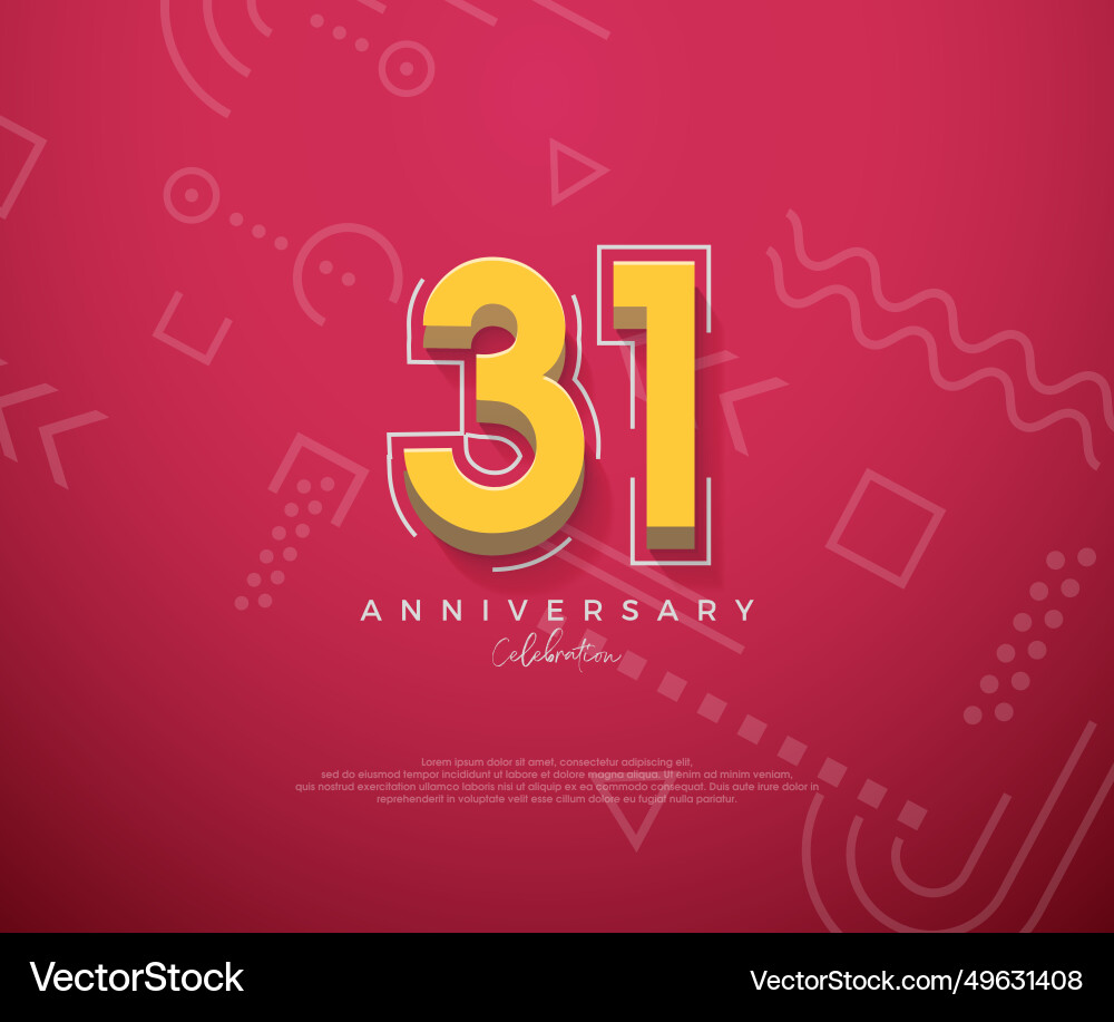 31st anniversary with a cartoon design Royalty Free Vector