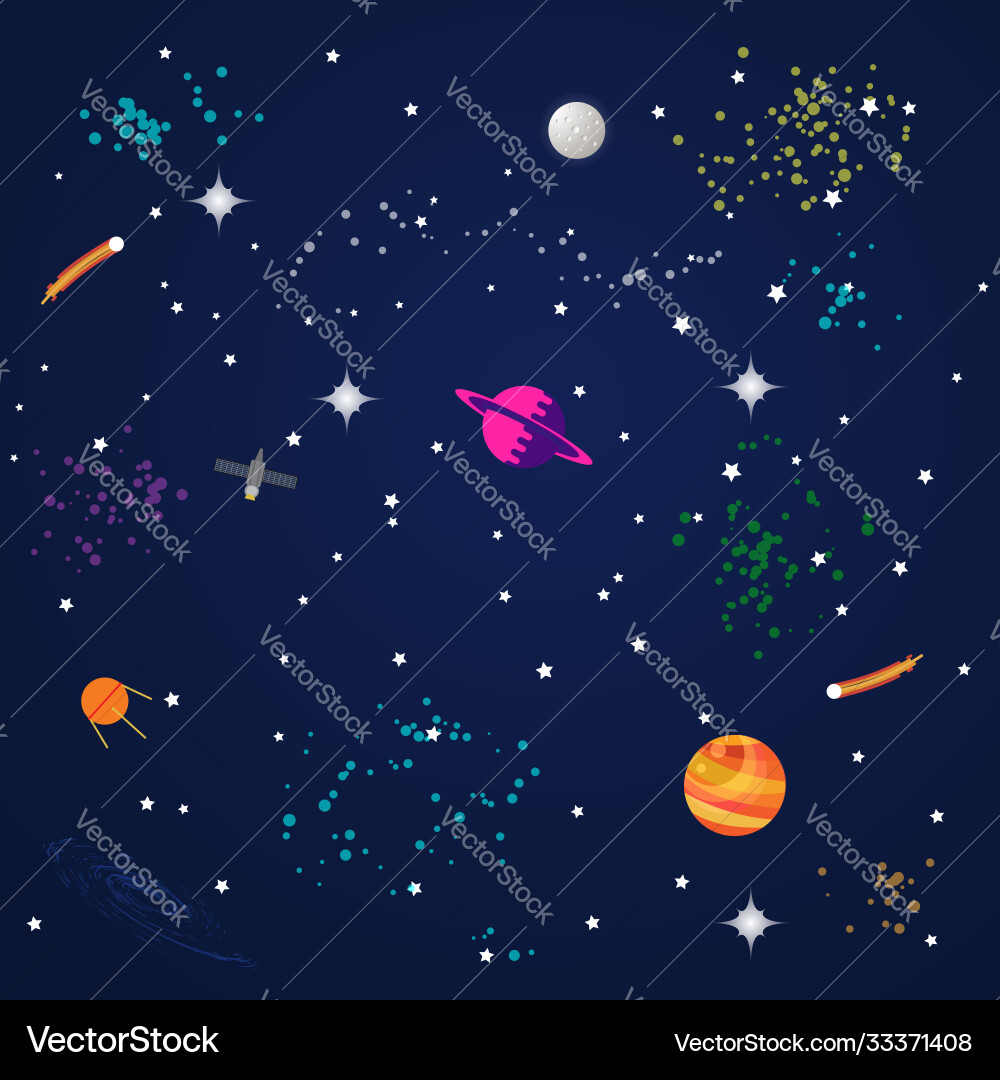 Abstract cosmos background with planets and stars Vector Image