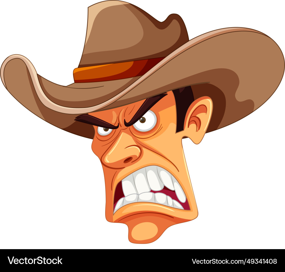 Angry cowboy with hat cartoon Royalty Free Vector Image