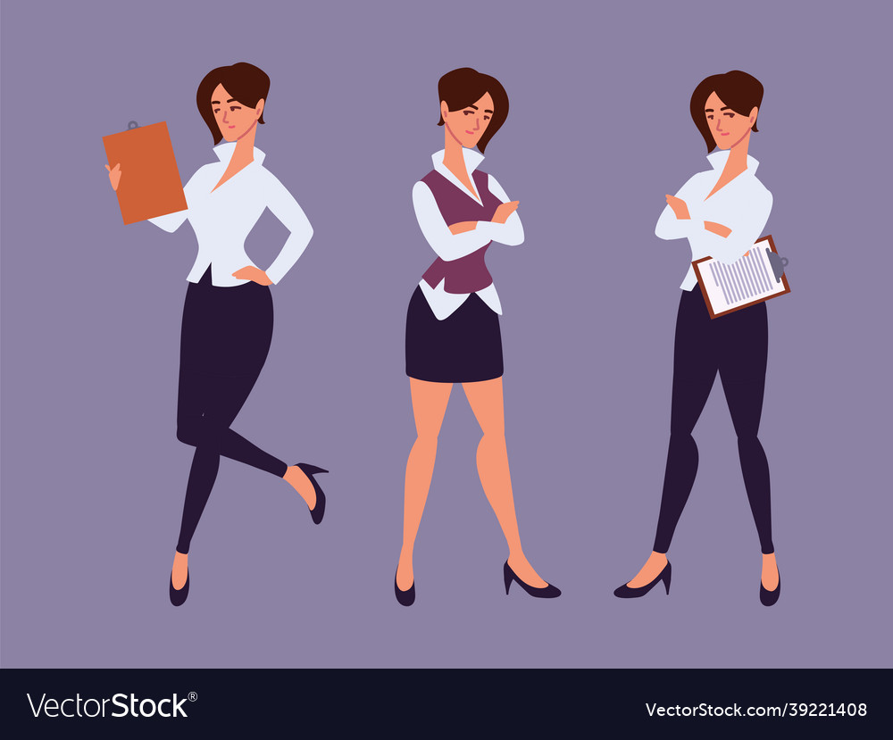 Business women set Royalty Free Vector Image - VectorStock