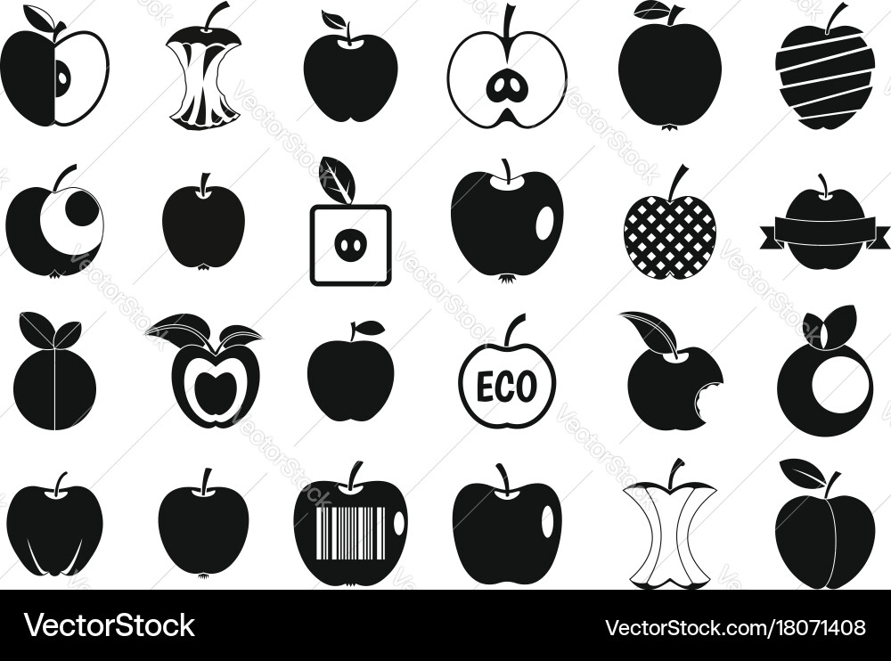 Different apple icon set simple style Royalty Free Vector
