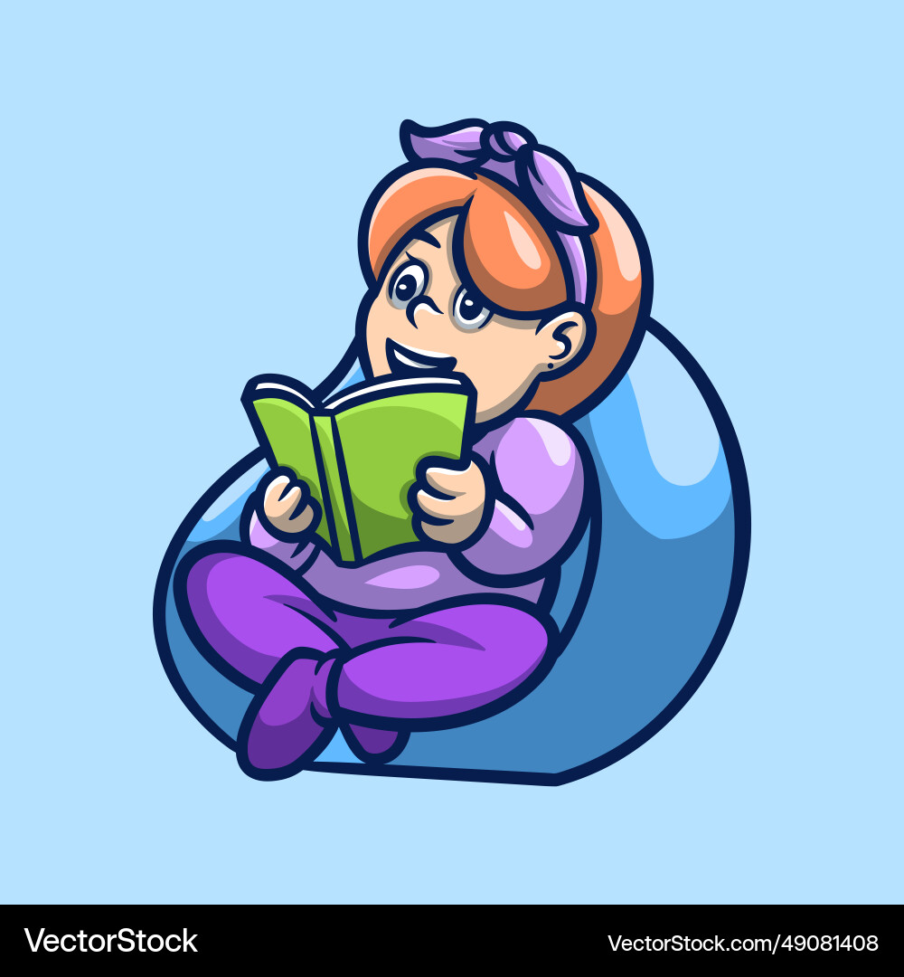 Girl reading book cartoon Royalty Free Vector Image
