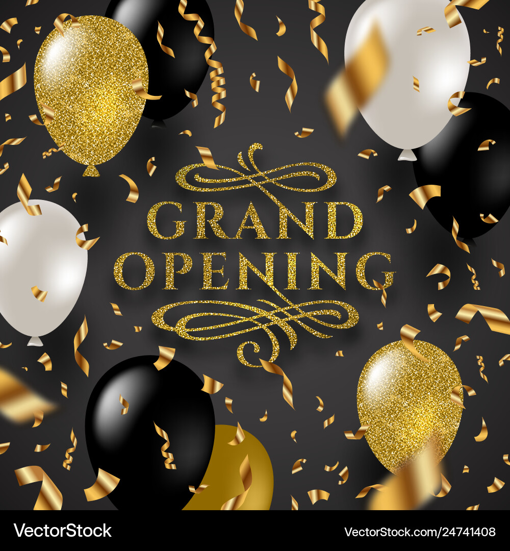 Grand opening glitter gold logo Royalty Free Vector Image