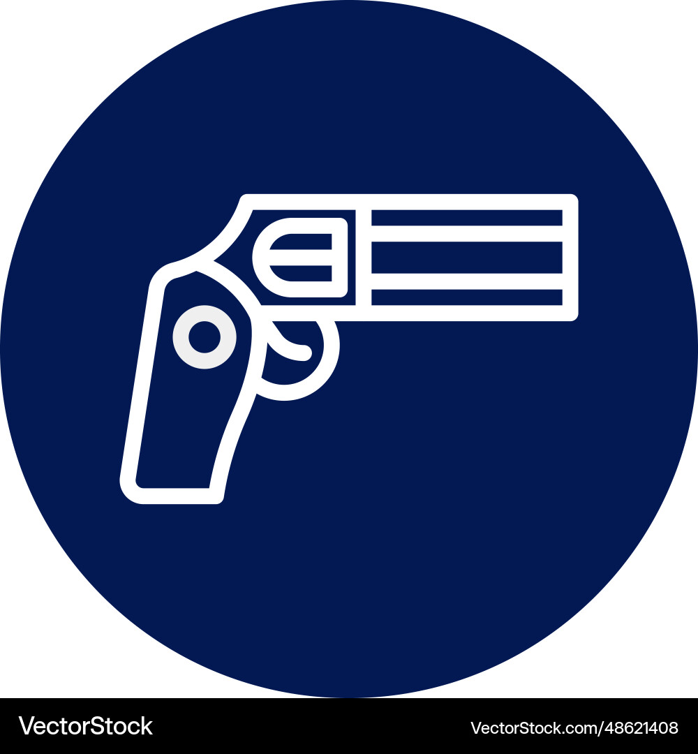 Gun icon rounded blue white colour military Vector Image