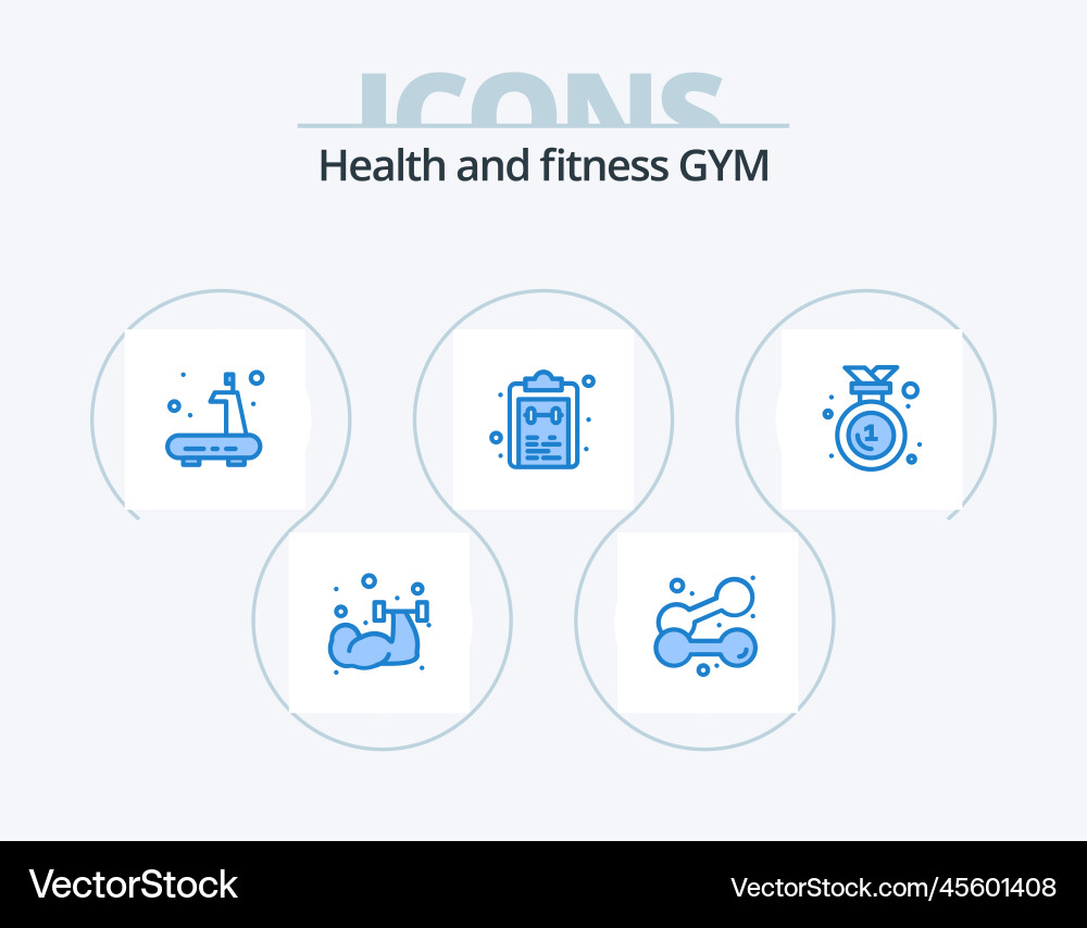 Gym blue icon pack 5 icon design emblem check Vector Image