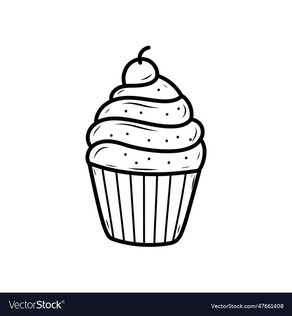 Hand-drawn cupcake Royalty Free Vector Image - VectorStock